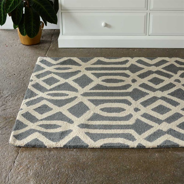 Balkhi Rug in Grey from The Cotswold Company. Grey Graphic Print Rug ...